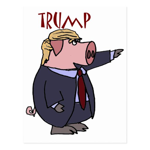 Funny Donald Trump Pig Political Cartoon Postcard | Zazzle