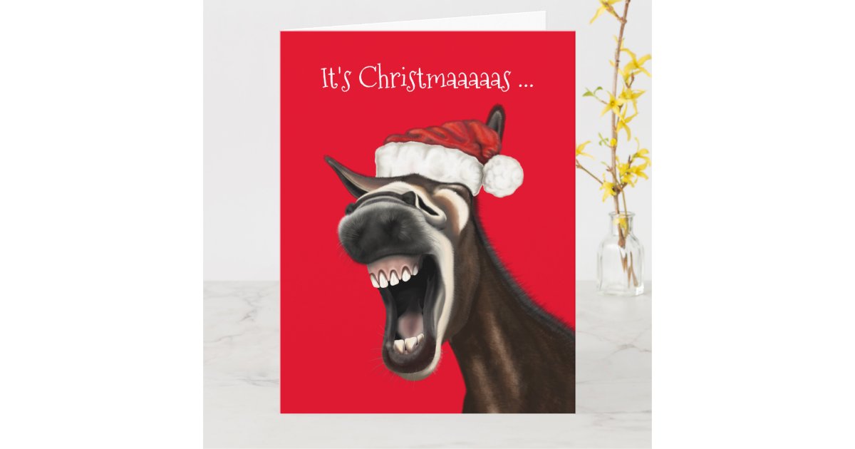 Funny Donkey Christmas Card | Zazzle