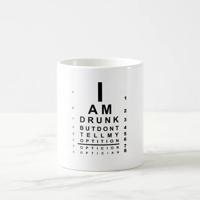 Funny drunk eye chart coffee mug | Zazzle