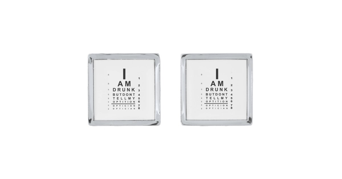 Funny drunk eye chart cufflinks | Zazzle