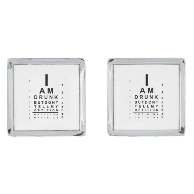 Funny drunk eye chart cufflinks | Zazzle