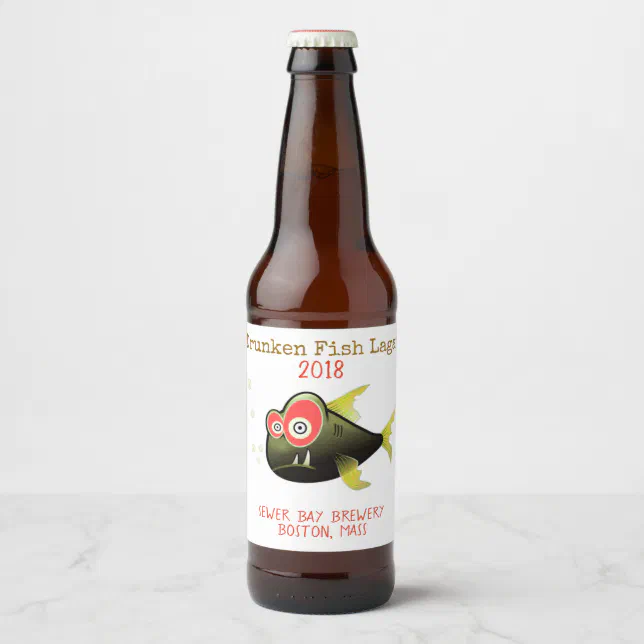 Funny Drunken Fish Custom Beer Label | Zazzle