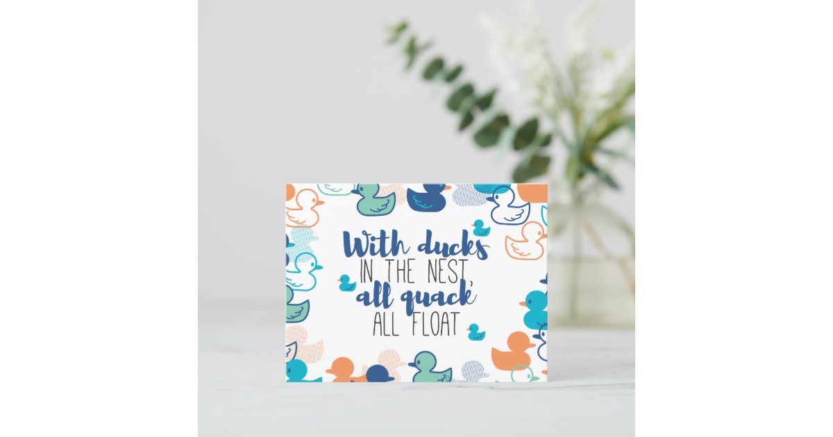 Funny Ducks and Quack Float Puns Quote Design Postcard | Zazzle