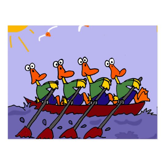 Funny Ducks in a Row Cartoon Postcard | Zazzle.com