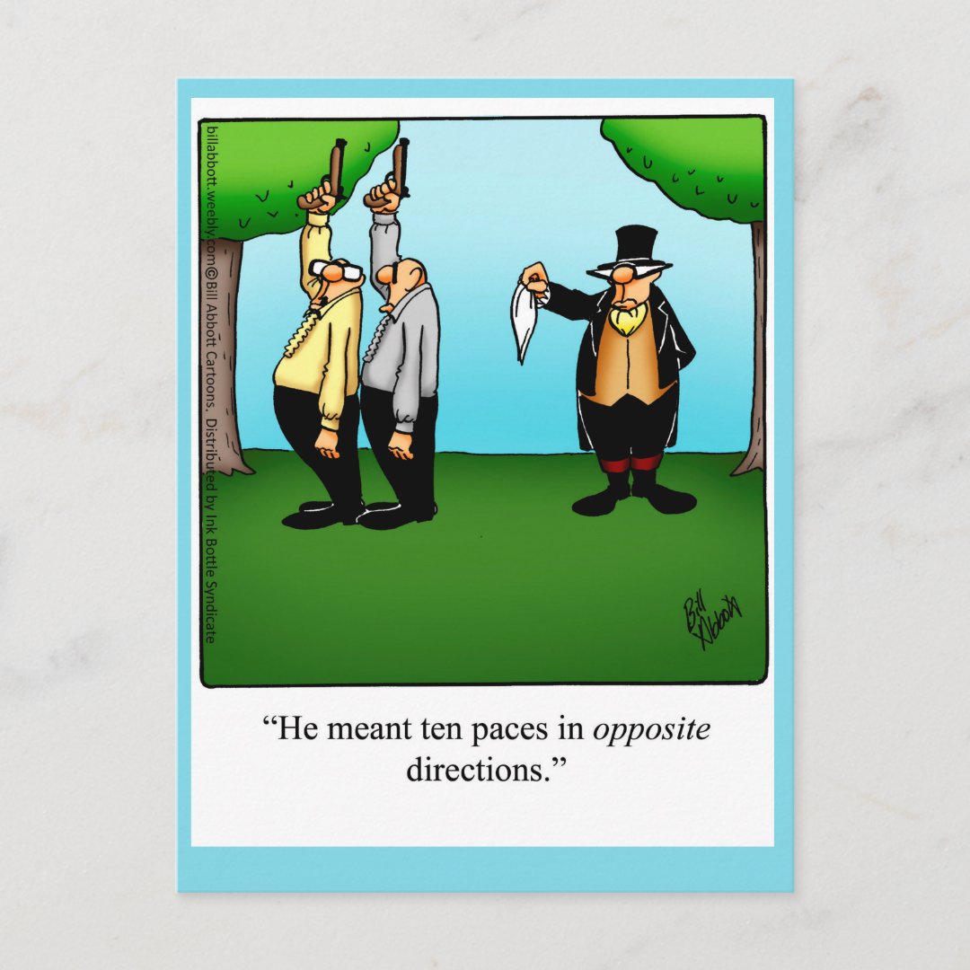 Funny "Dueling Humor" Postcard | Zazzle
