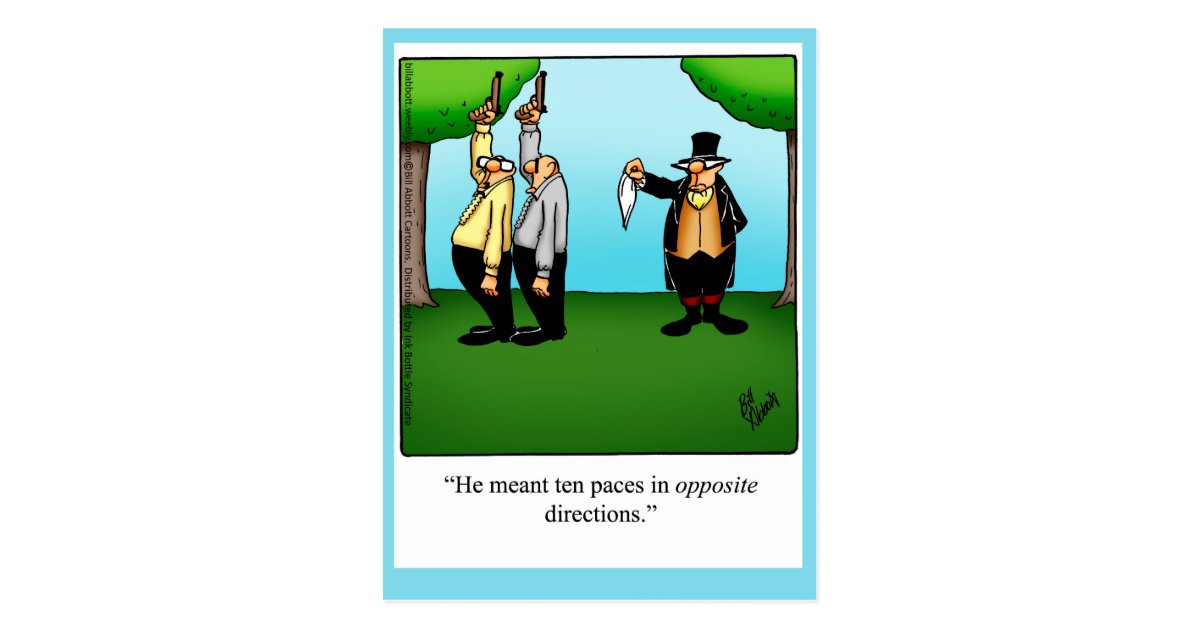 Funny "Dueling Humor" Postcard | Zazzle.com