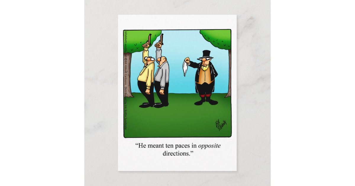 Funny "Dueling Humor" Postcard | Zazzle