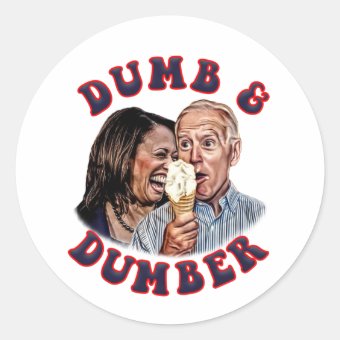 Funny Dumb And Dumber Biden Harris Cartoon Classic Round Sticker Zazzle