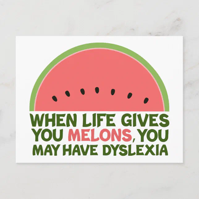Funny Dyslexia Postcard | Zazzle