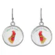 Funny Earrings Surprised Rooster - Custom Text | Zazzle