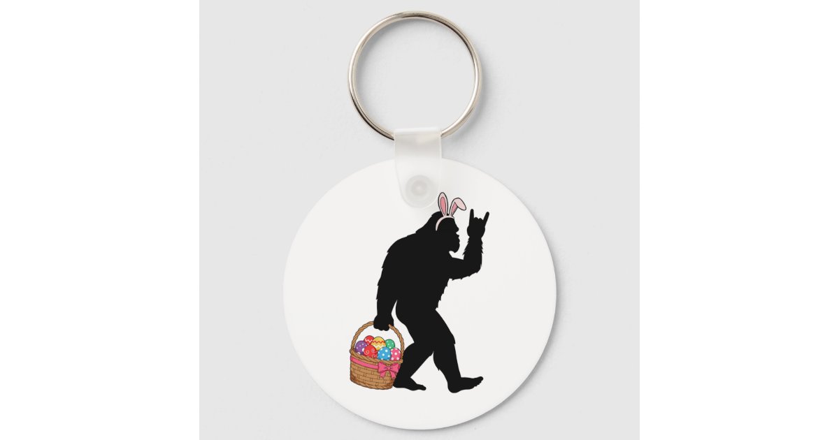 Funny Easter Bigfoot Eggs Costume Bunny Bigfoot Ca Keychain | Zazzle