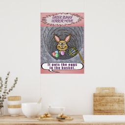 Funny Easter Bunny Horror Movie Poster | Zazzle