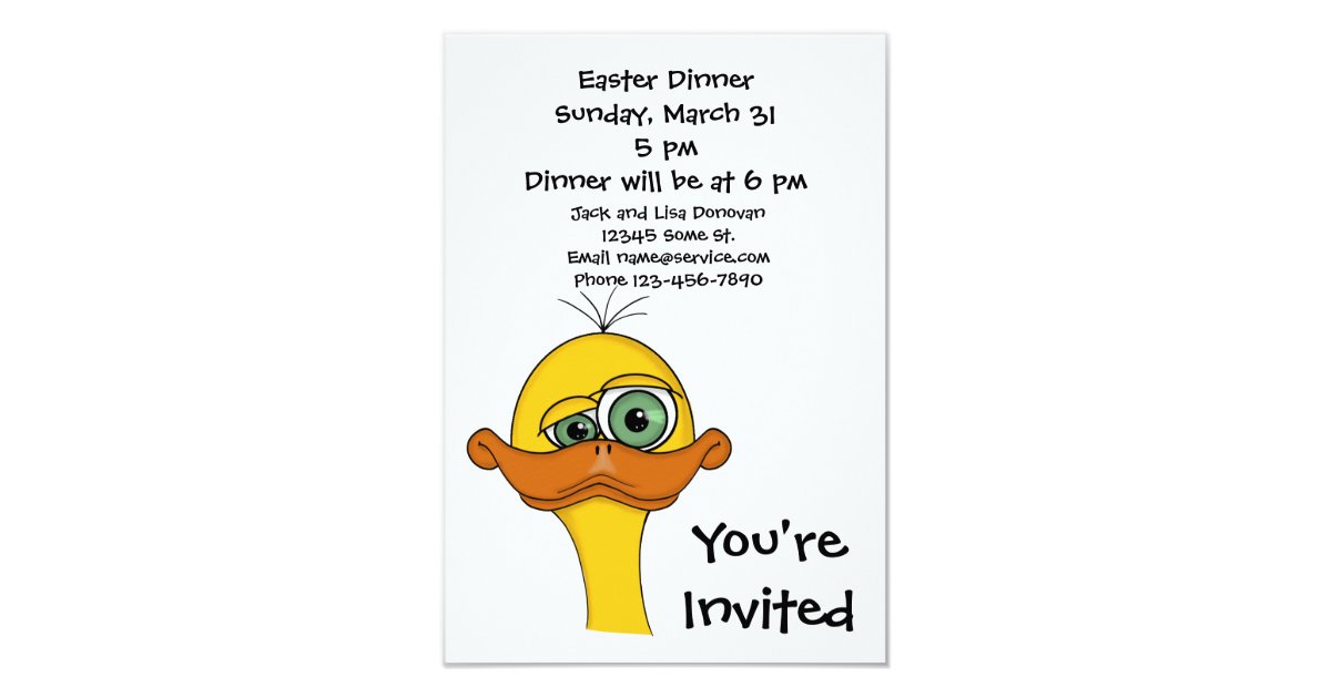 Funny Easter Cartoon Duck Invitation | Zazzle.com