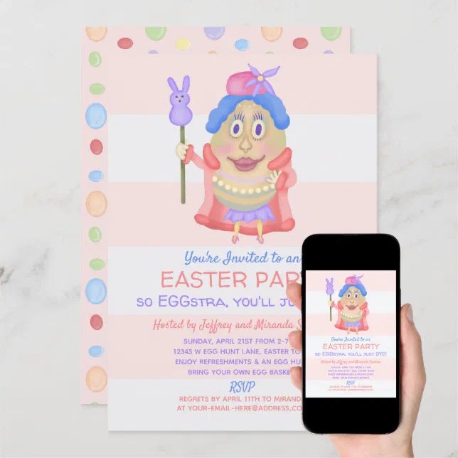 Funny Easter Egg So Eggstra Cute Spring Party Invitation | Zazzle