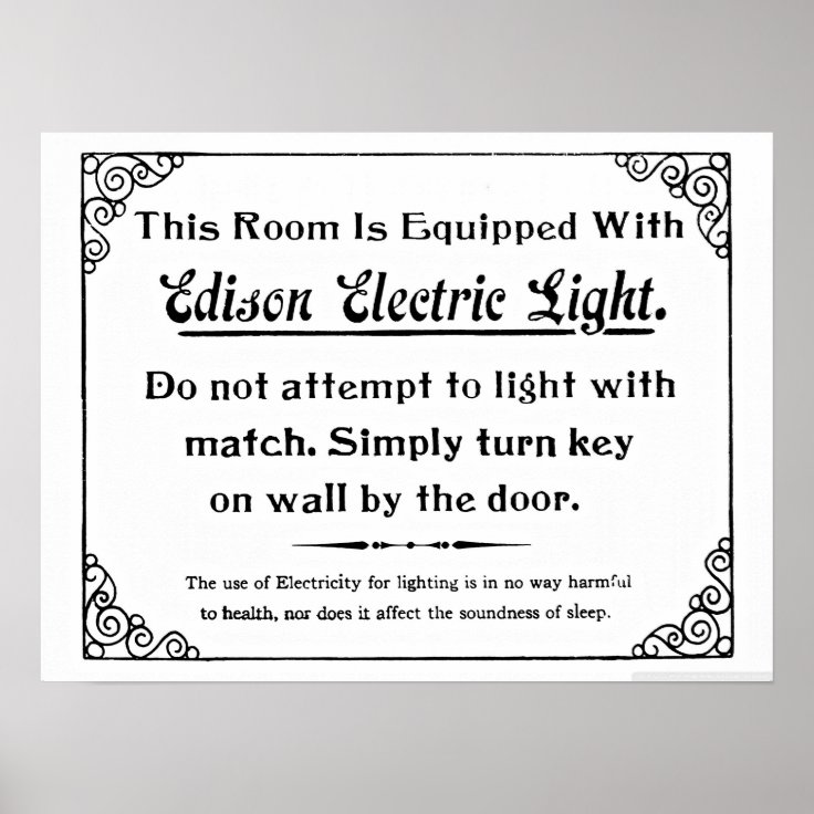 Funny Edison Electric Light Poster | Zazzle