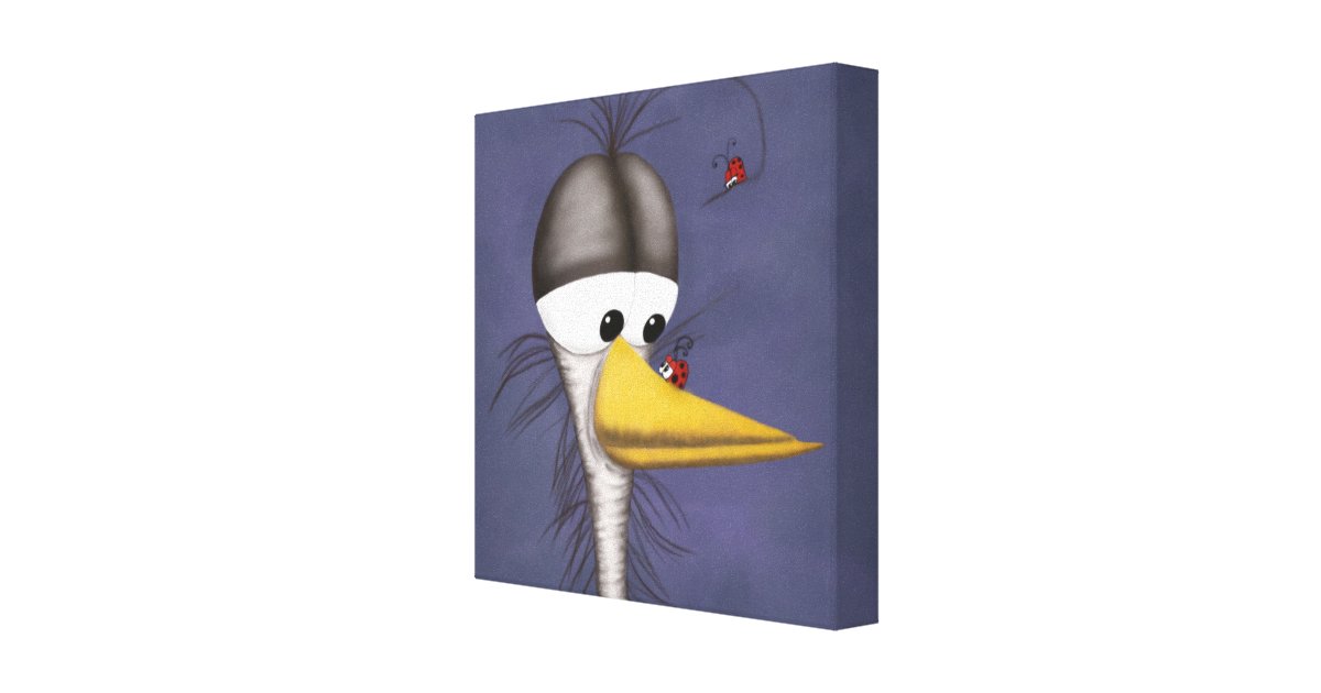 Funny Egret Cartoon Canvas Print | Zazzle