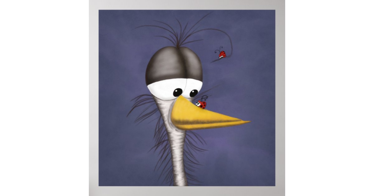 Funny Egret Cartoon Poster | Zazzle