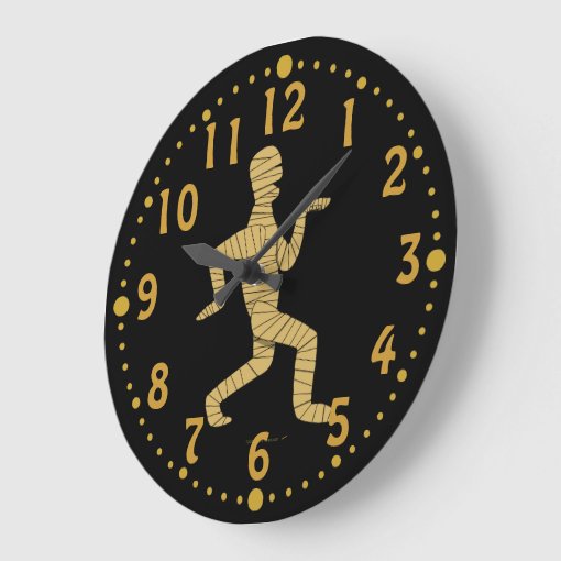 Funny Egyptian Mummy Halloween Custom Clock w/Mins | Zazzle