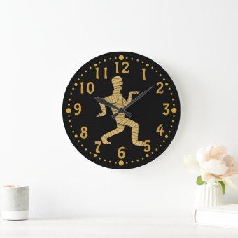 Funny Egyptian Mummy Halloween Custom Clock w/Mins | Zazzle