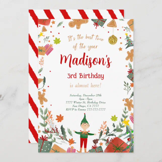 Funny Elf Birthday Party Invitation | Zazzle