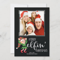Funny Elf Elfin Christmas Family Photo Card | Zazzle