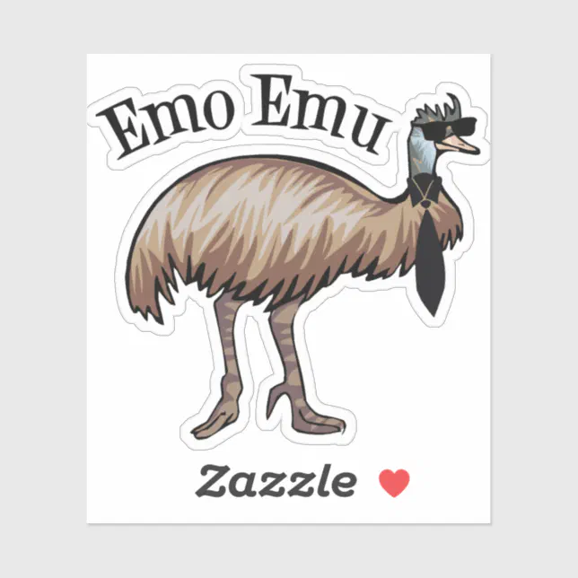 Funny Emo Emu Sticker | Zazzle
