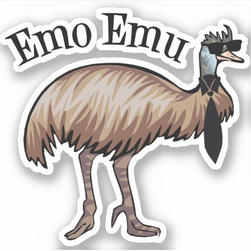 Funny Emo Emu Sticker | Zazzle