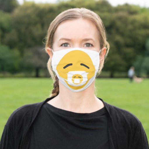 Funny Emoji With Cute Emoji On It's Mask | Zazzle