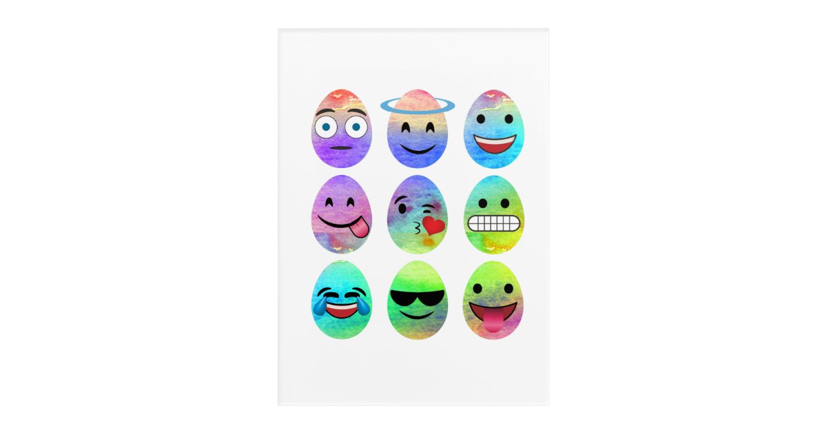 Funny Emojis, Easter Emoji Eggs, Emoticon Egg Acrylic Print | Zazzle