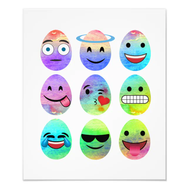 Funny Emojis, Easter Emoji Eggs, Emoticon Egg Photo Print | Zazzle