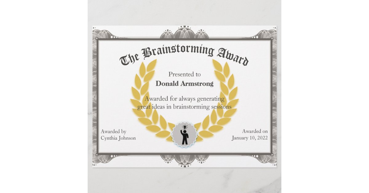 Funny Employee Award - Brainstorming | Zazzle