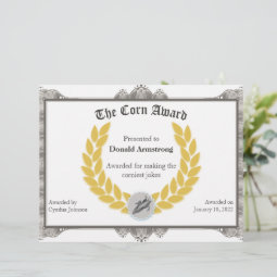 Funny Employee Award - Corn | Zazzle
