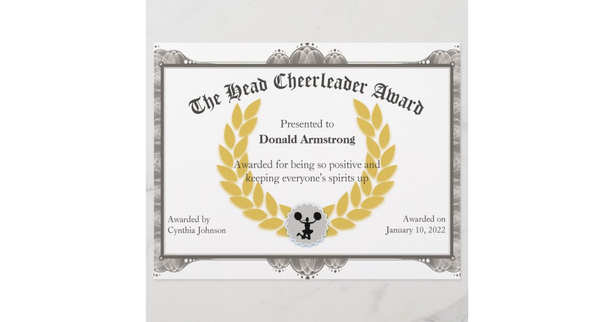 Funny Employee Award - Head Cheerleader | Zazzle