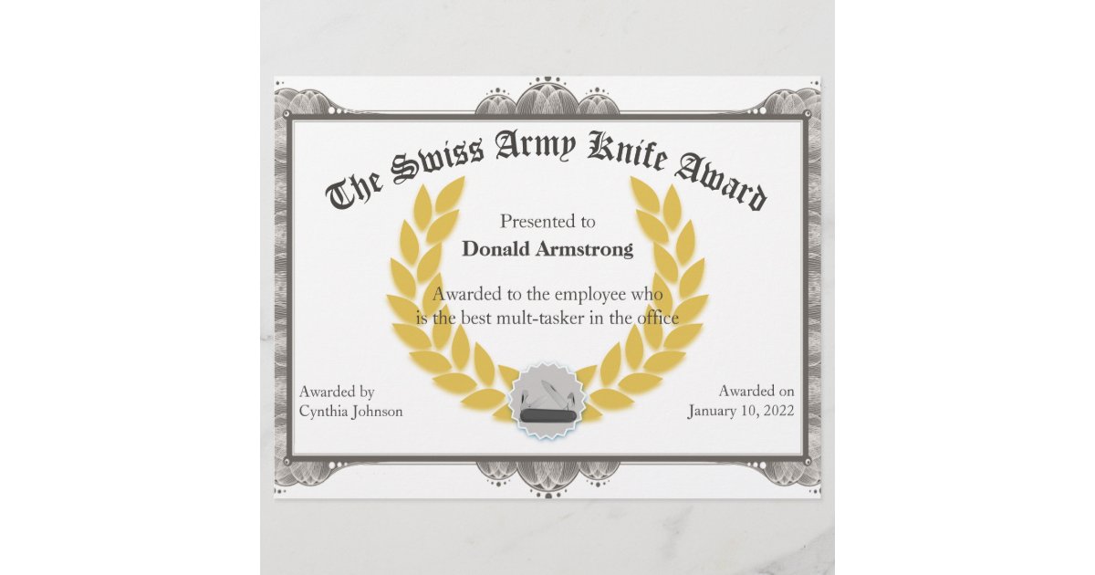 Funny Employee Award - Swiss Army Knife | Zazzle