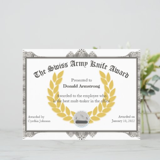 Funny Employee Award - Swiss Army Knife | Zazzle