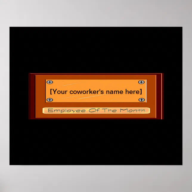 Funny Employee of the Month Your Name Plate Poster | Zazzle