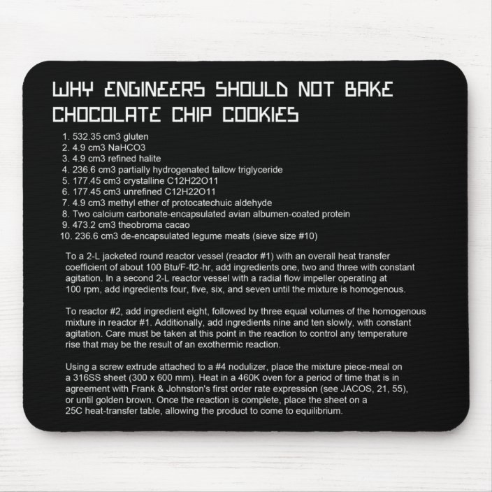Funny Engineer's Recipe Mousepad | Zazzle.com