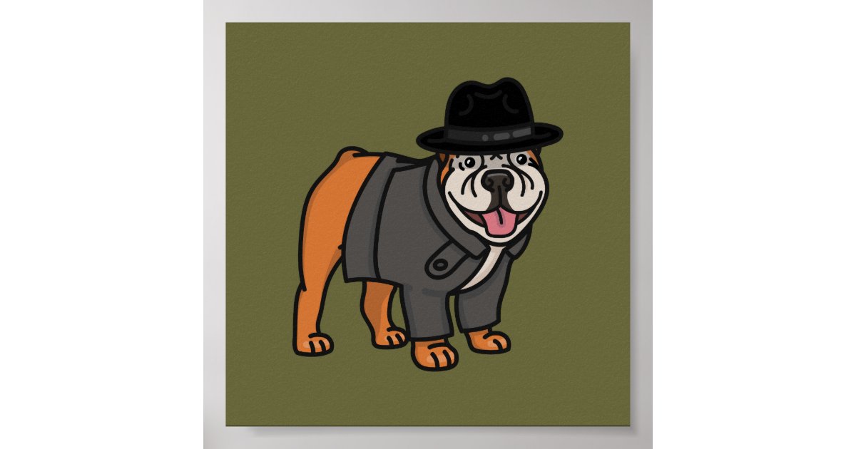 Funny English Bulldog Detective Poster | Zazzle