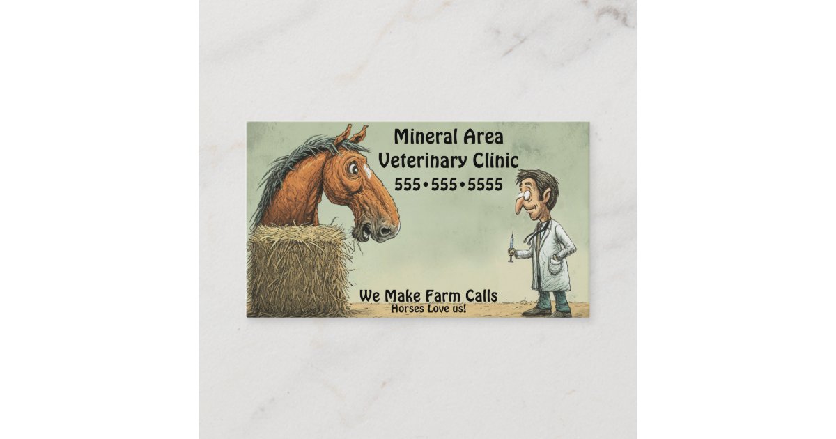 Funny Equine Veterinary Business Card | Zazzle