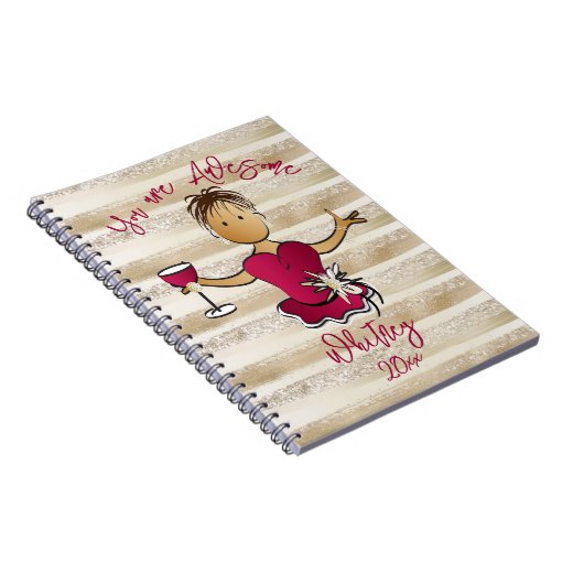 Funny Ethnic Female Cartoon Glamourous Glitter Notebook | Zazzle