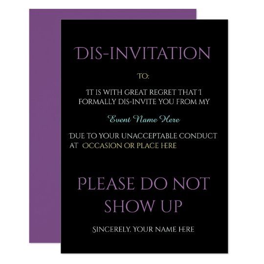 Funny Event Dis-invitation Invitation | Zazzle.com