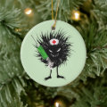 Funny Evil Bug Nurse With Syringe Ceramic Ornament | Zazzle
