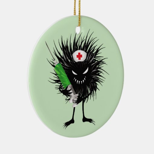 Funny Evil Bug Nurse With Syringe Ceramic Ornament | Zazzle