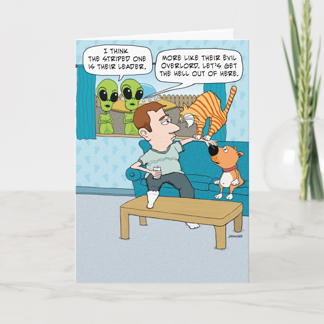 Funny Evil Cat Birthday Card | Zazzle