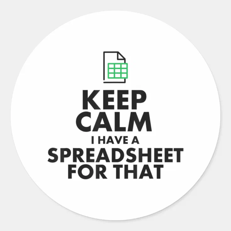 Funny Excel Spreadsheets Lover Gift Classic Round Sticker | Zazzle