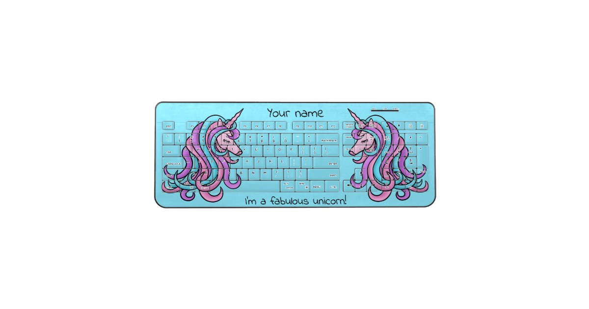 Funny fabulous sassy pink girly unicorn design wireless keyboard | Zazzle