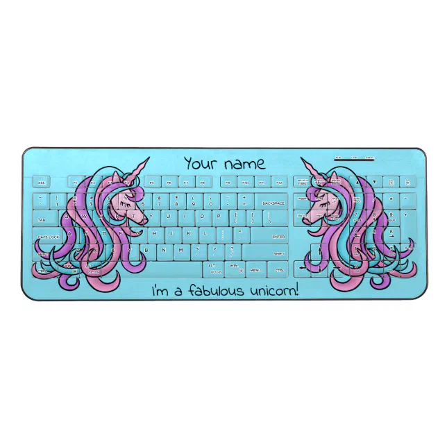 Funny fabulous sassy pink girly unicorn design wireless keyboard | Zazzle