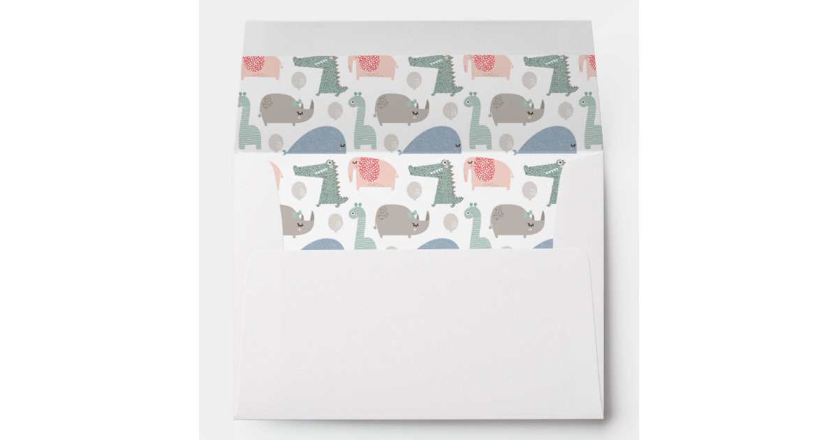 Funny Face Cute Doodle Animal Pattern Envelope | Zazzle