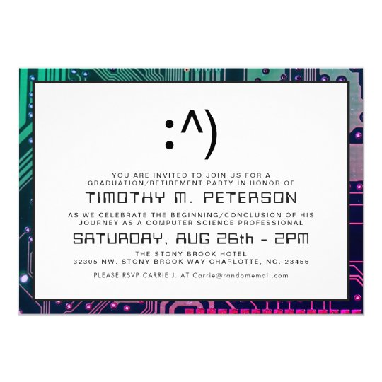 Funny Face Minimal Computer Science Grad Invite | Zazzle.com
