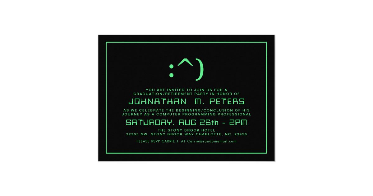 Funny Face Minimal Programmer Graduation Invite | Zazzle.com